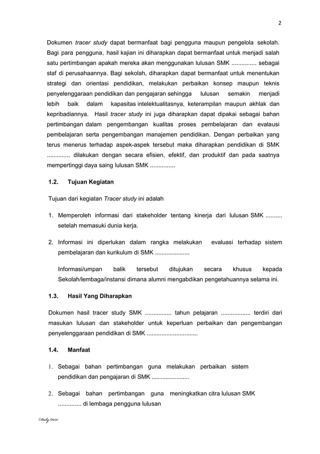 Laporan hasil tracer study smk | PDF