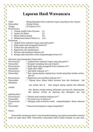 Laporan hasil wawancara - Anang | DOCX