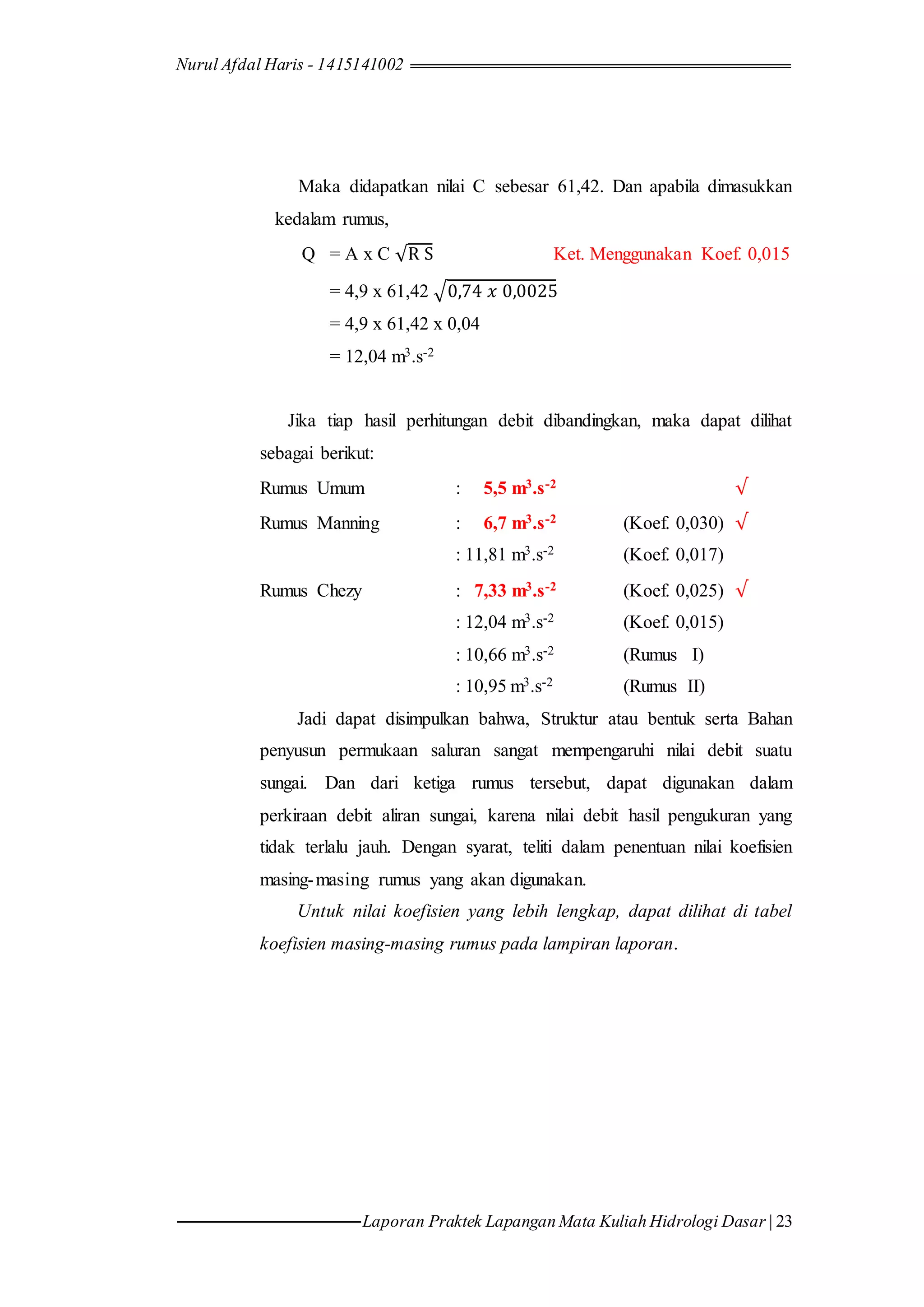 Laporan Hidrologi Dasar | DOCX