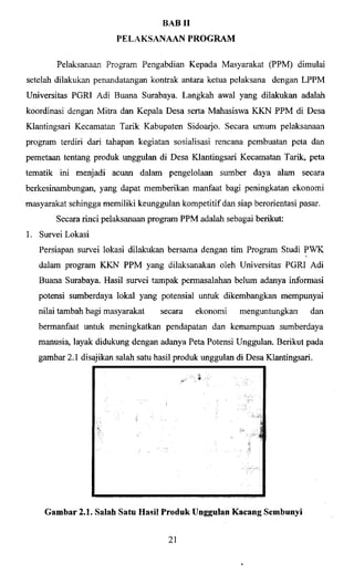 LAPORAN IbM PEMETAAN POTENSI UNGGULAN BERBASIS CLUSTER DI DESA KLANTINGSARI KECAMATAN TARIK ...