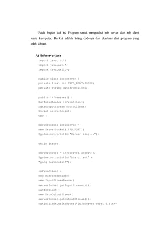 Laporan info server dan infoclient | PDF