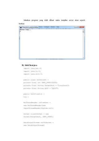 Laporan info server dan infoclient | PDF