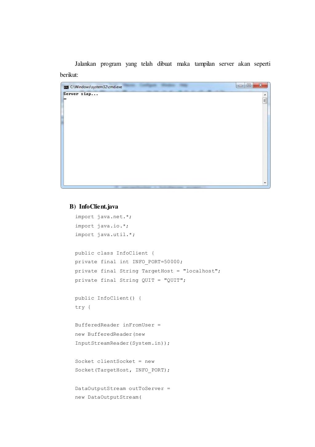 Laporan info server dan infoclient