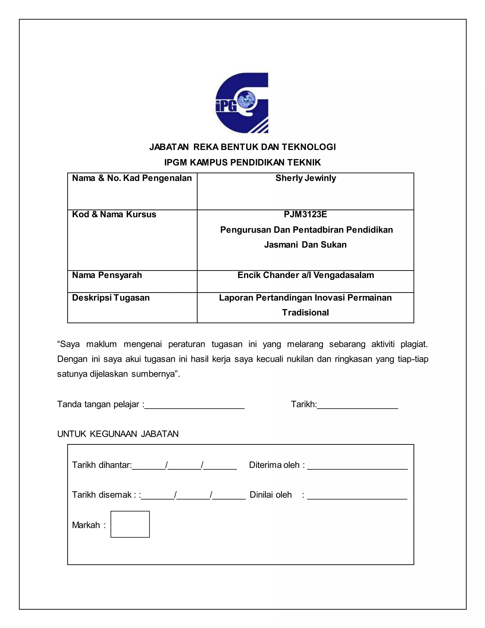 Laporan inovasi permainan tradisional sumpit | DOCX