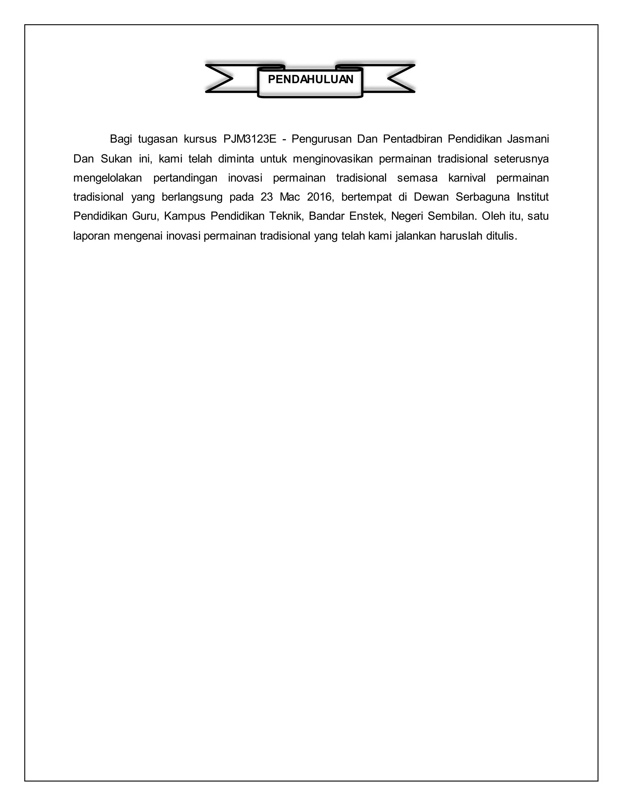 Laporan inovasi permainan tradisional sumpit | DOCX