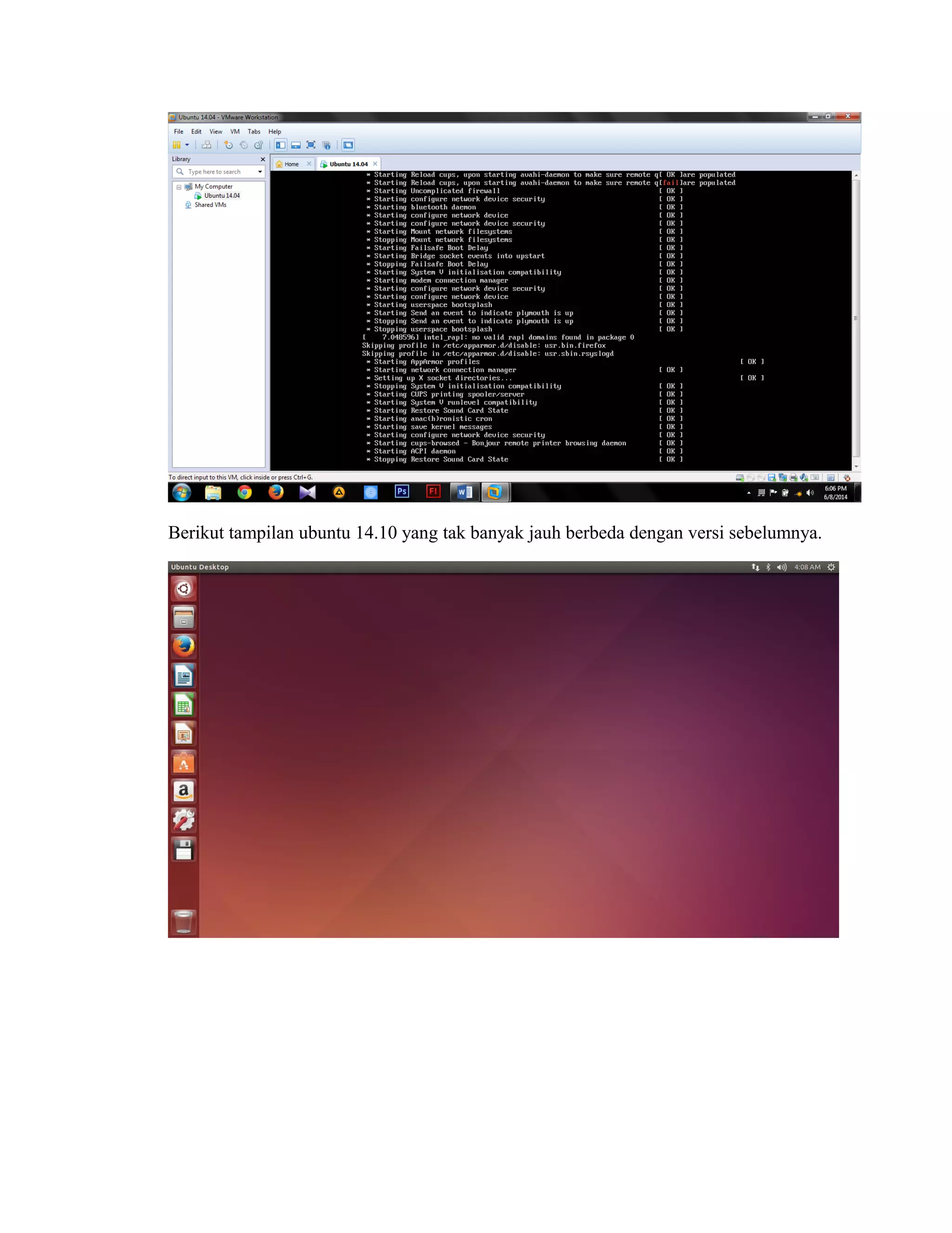 Laporan instalasi ubuntu 14.10 Via VM Ware | PDF