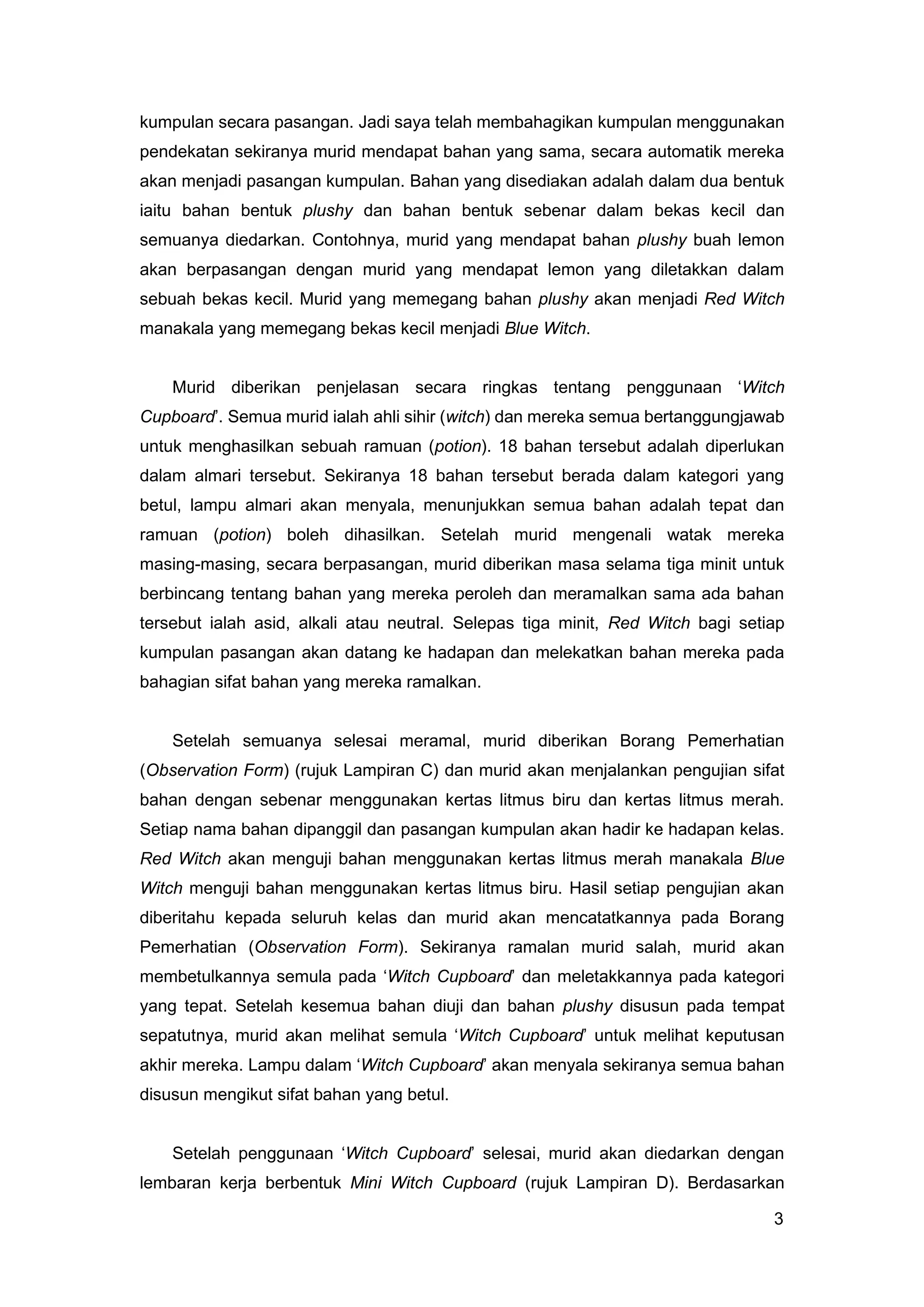 Laporan Pelaksanaan Internship: Witch Cupboard (Asid & Alkali) | PDF
