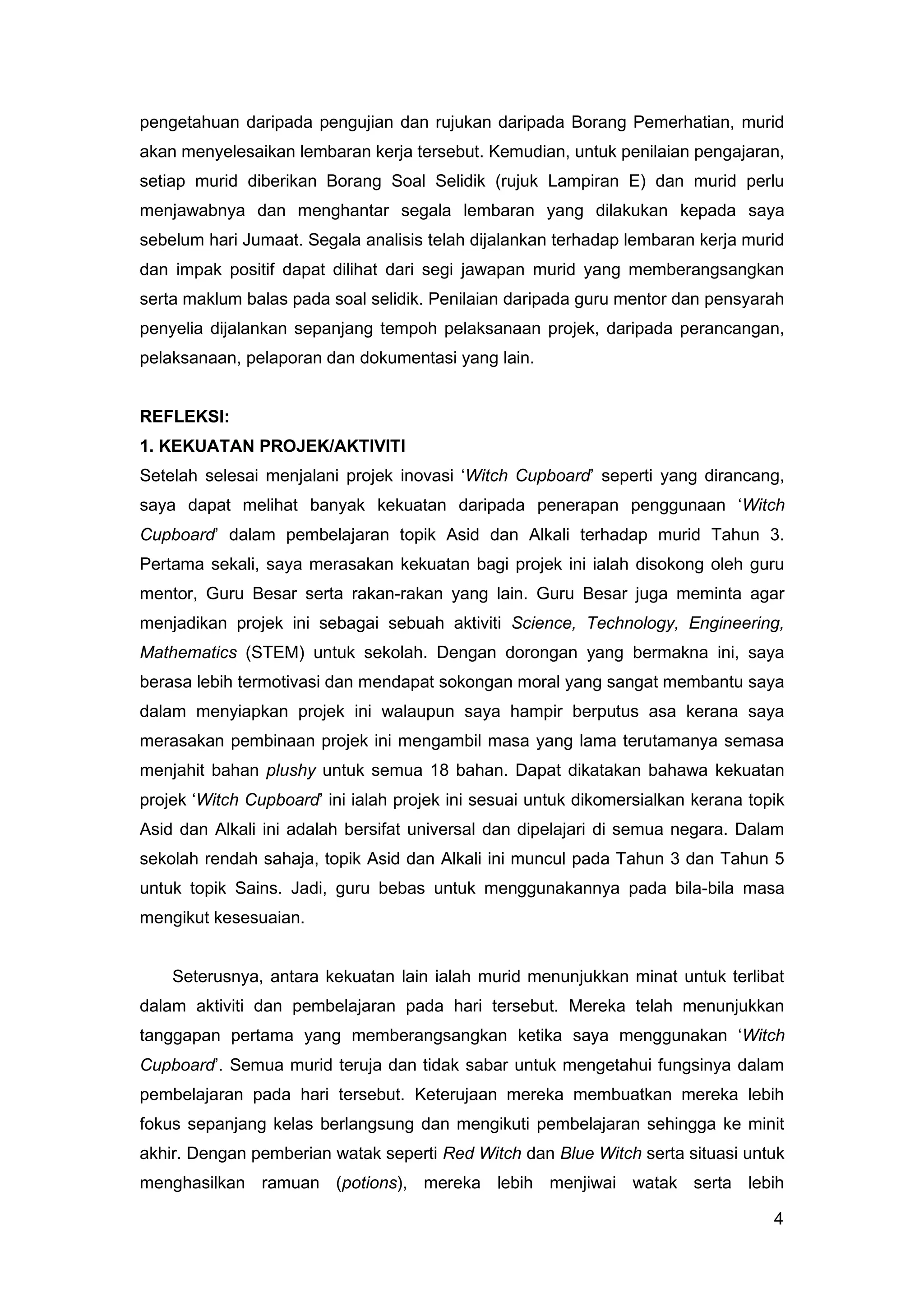 Laporan Pelaksanaan Internship: Witch Cupboard (Asid & Alkali) | PDF