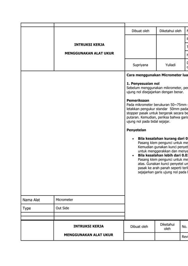 Laporan intruksi kerja | DOCX