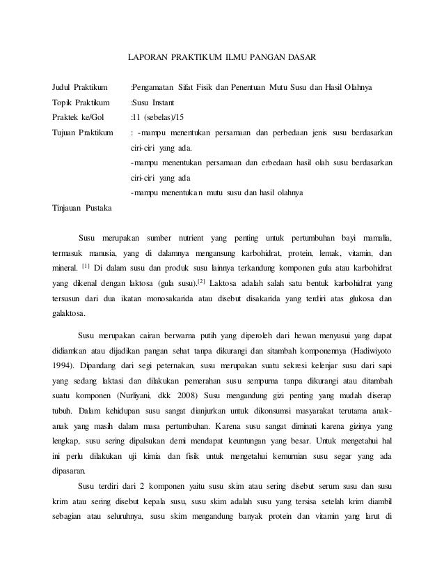 Laporan Praktikum Susu - Jurnal Siswa