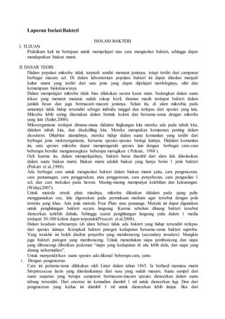 Laporan isolasi bakteri | DOCX