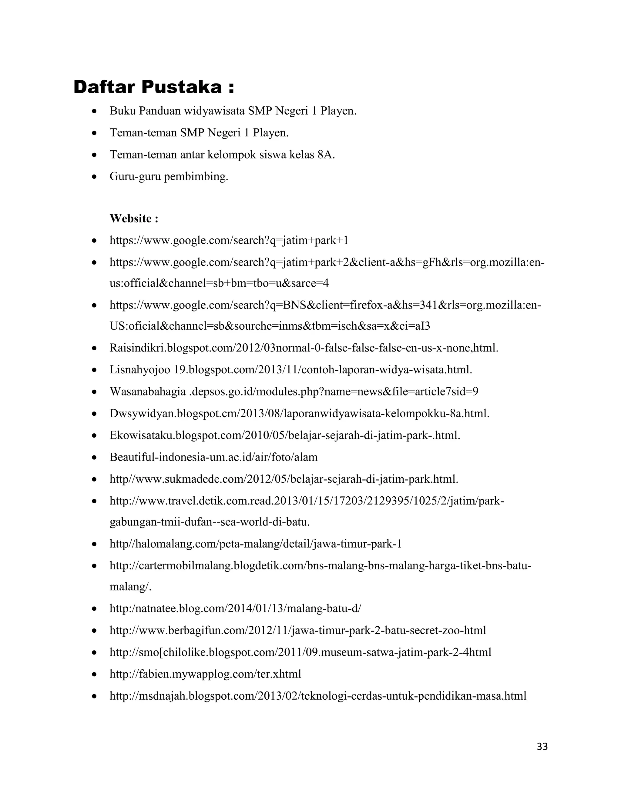 Contoh LAPORAN Widyawisata SMP | PDF
