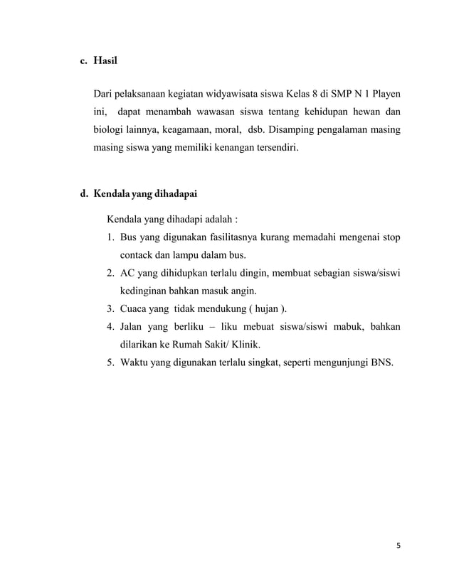 Contoh LAPORAN Widyawisata SMP | PDF