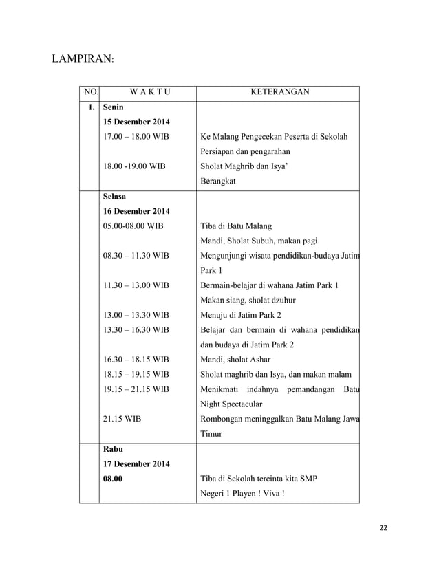 Contoh LAPORAN Widyawisata SMP | PDF