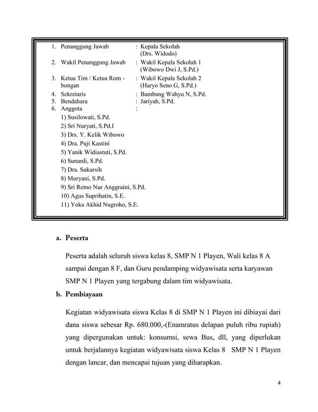 Contoh LAPORAN Widyawisata SMP | PDF