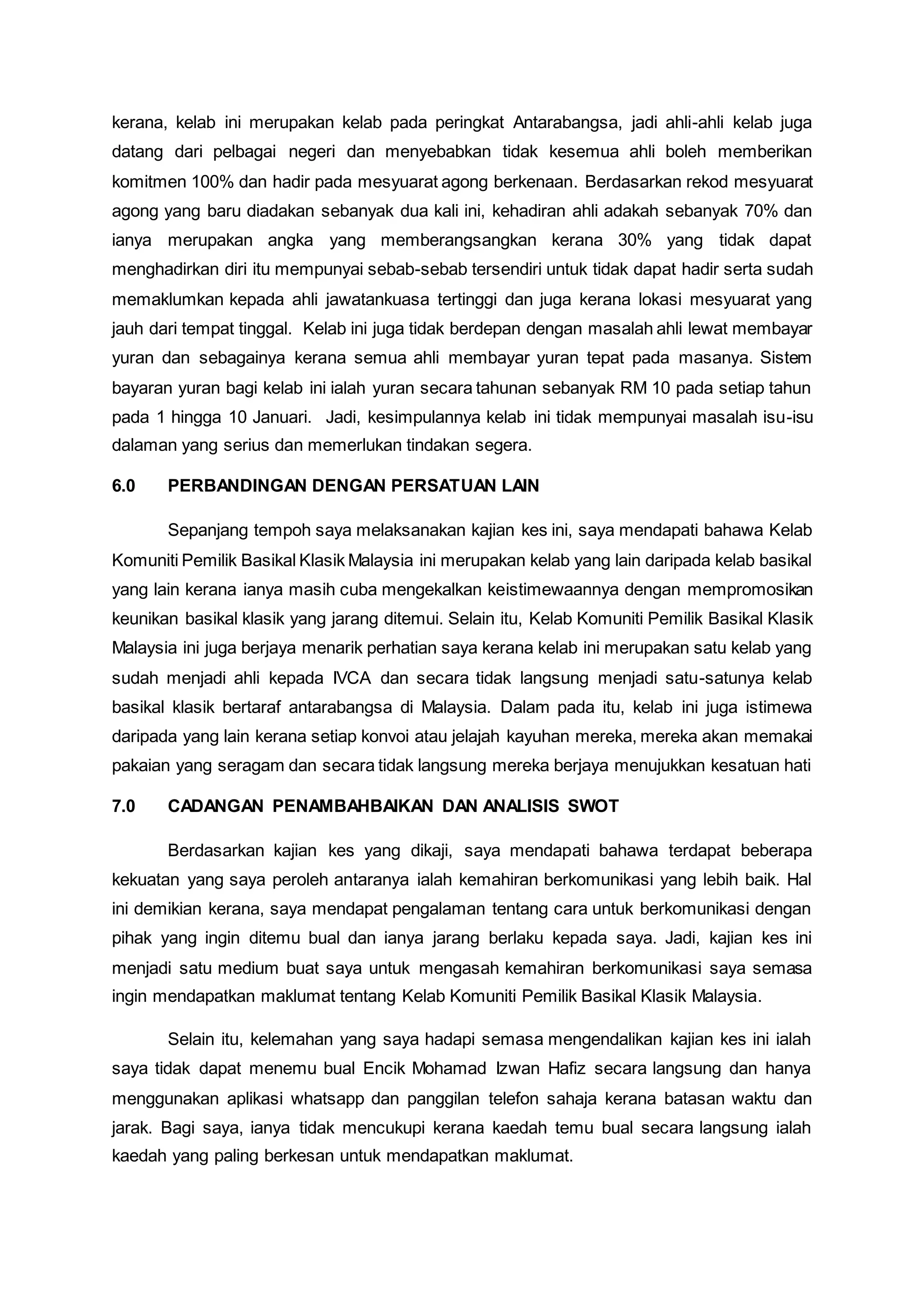 Laporan kajian kes basikal klasik | DOCX