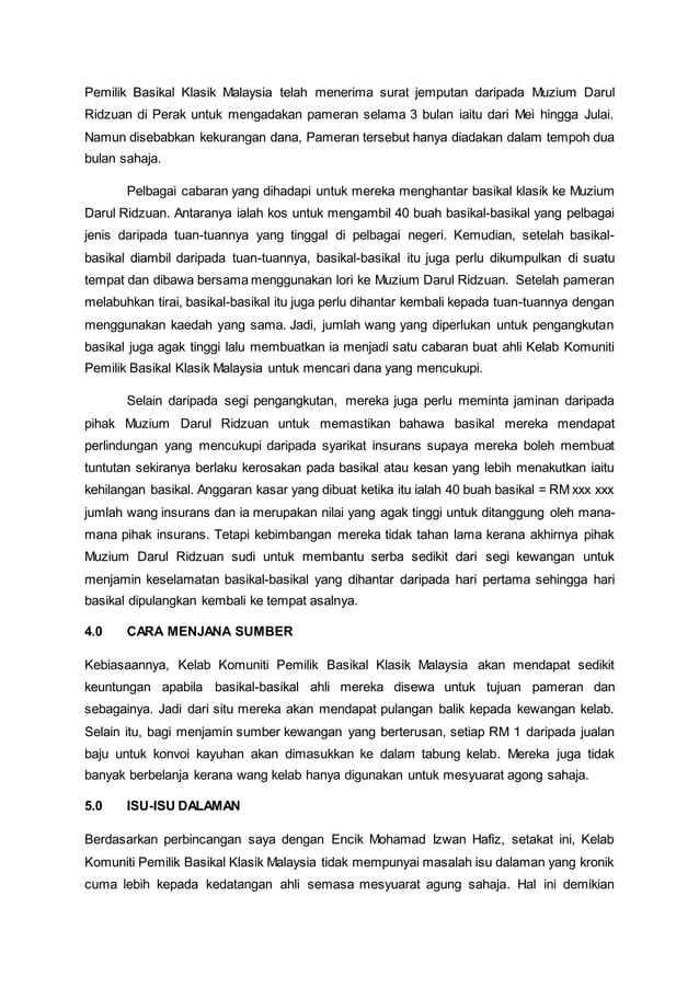 Laporan kajian kes basikal klasik | DOCX