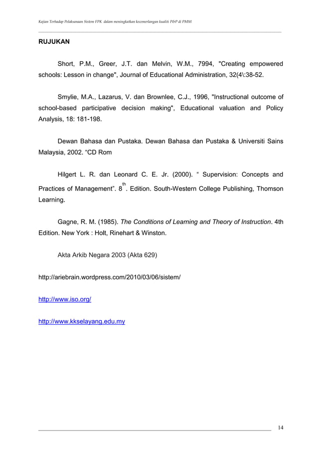 KAJIAN PELAKSANAAN SISTEM PENGURUSAN FAIL PENSYARAH KURSUS (FPK) | PDF