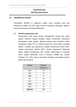 KAJIAN PELAKSANAAN SISTEM PENGURUSAN FAIL PENSYARAH KURSUS (FPK) | PDF
