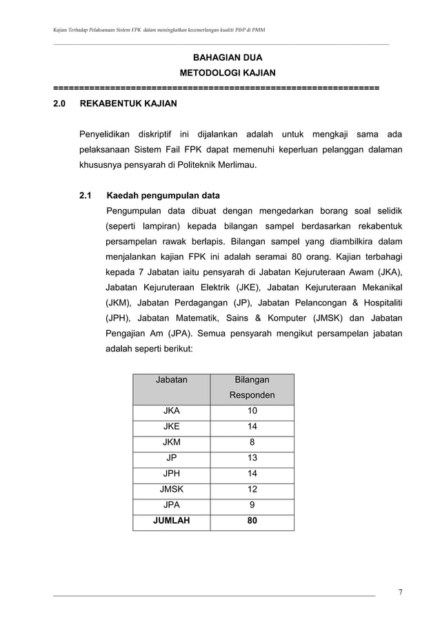 KAJIAN PELAKSANAAN SISTEM PENGURUSAN FAIL PENSYARAH KURSUS (FPK) | PDF