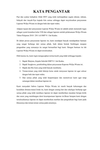 Contoh Kata Pengantar Laporan Karya Wisata Kumpulan Contoh Laporan - Riset