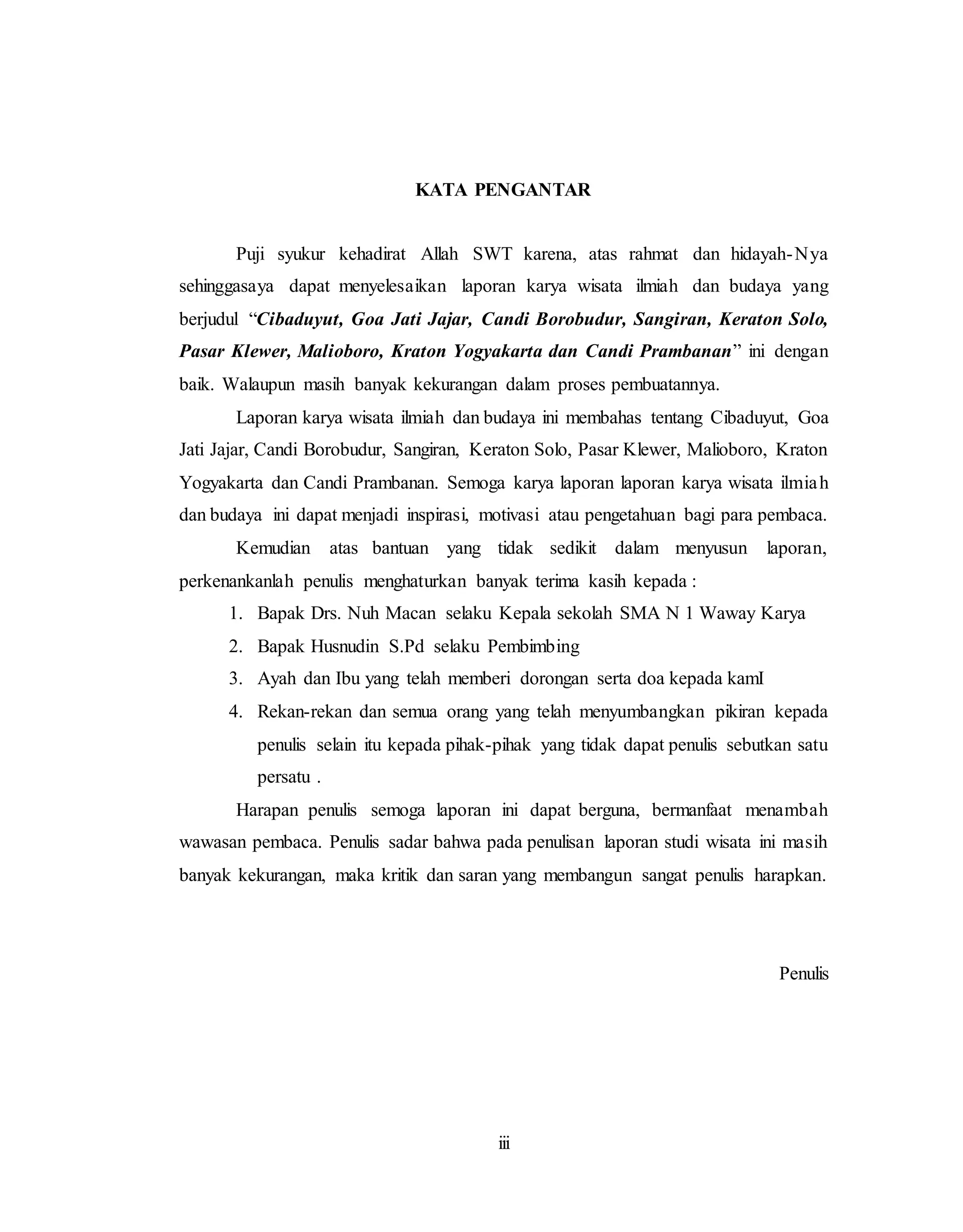 Laporan karya wisata ilmiah dan budaya ke solo | DOCX