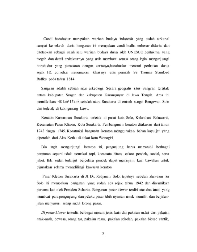 Laporan karya wisata ilmiah dan budaya ke solo | DOCX