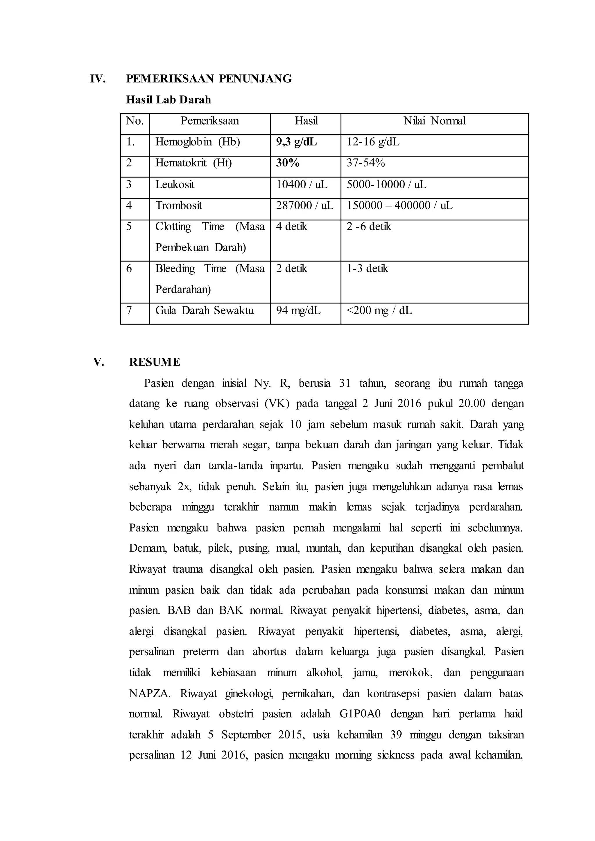 Placenta Previa (Pembimbing : dr. Arie Widiyasa,spOG) | DOCX