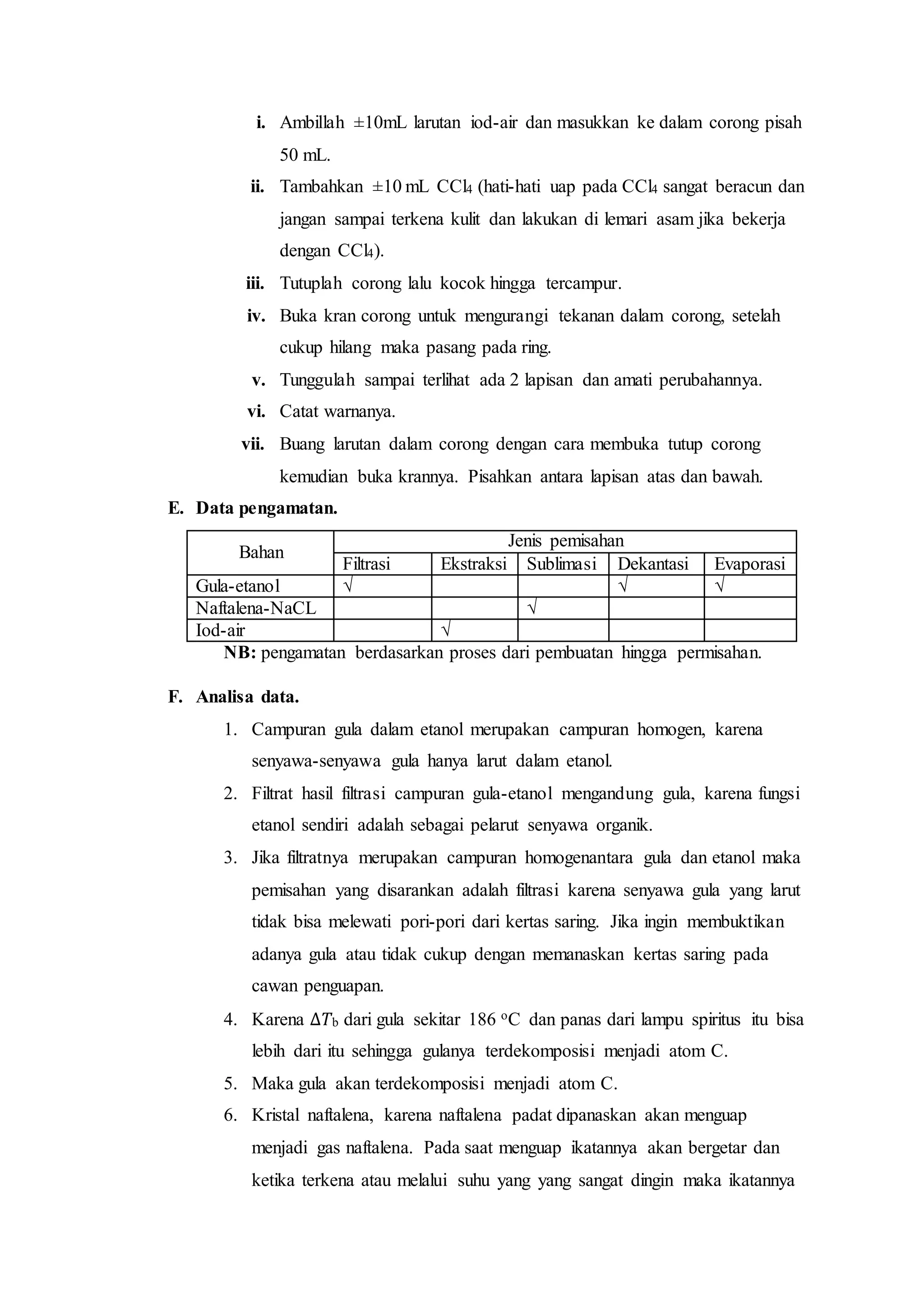 Pemisahan Campuran Berdasarkan Perbedaan Sifat Fisika Komponen ...