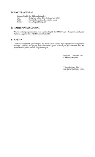 Laporan Kegiatan English Day SMA | DOCX