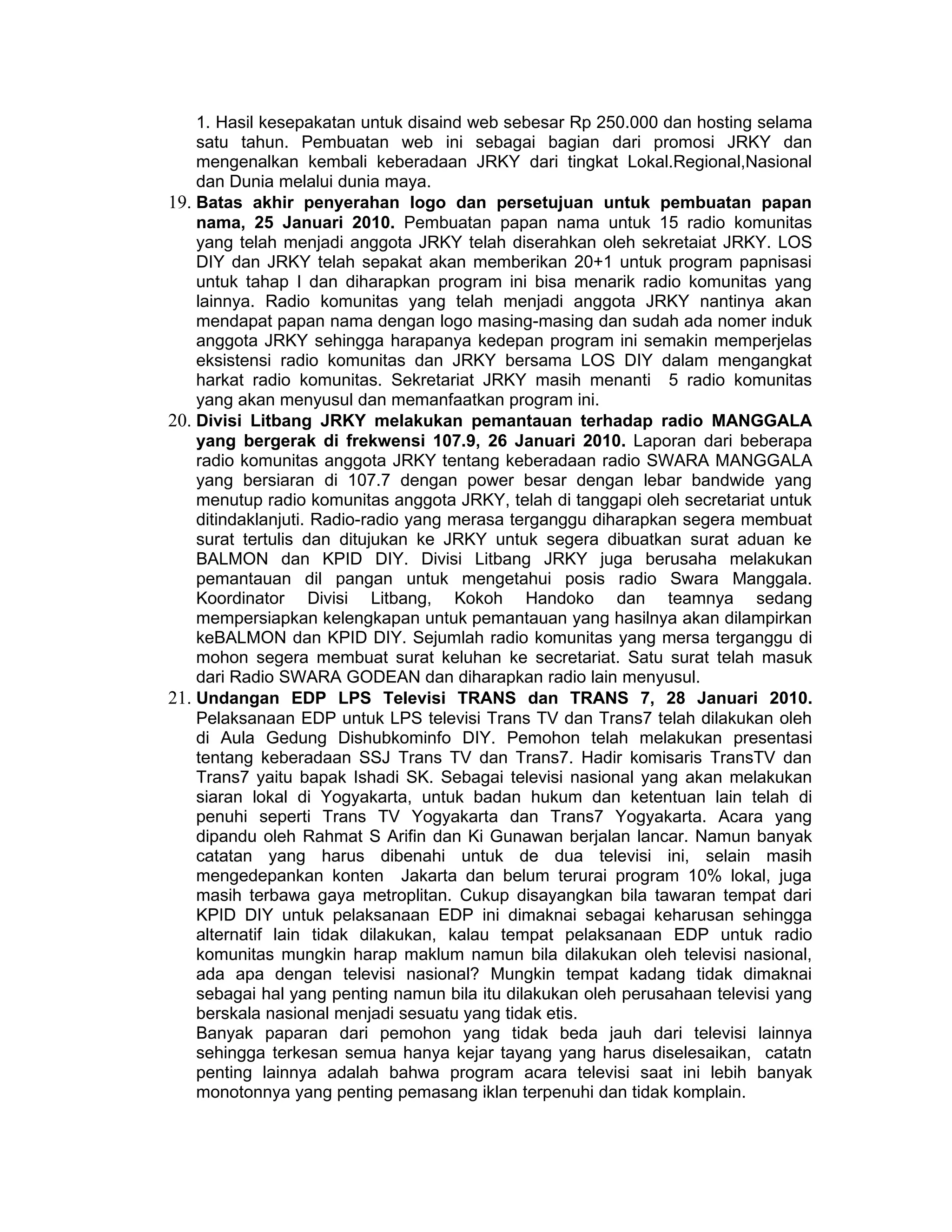 Laporan kegiatan jrky triwulan IV | DOC