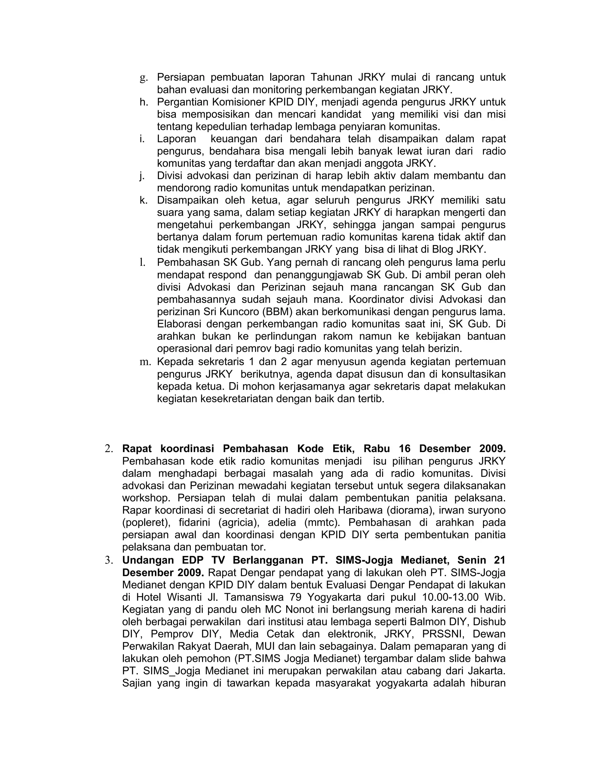 Laporan kegiatan jrky triwulan IV | DOC