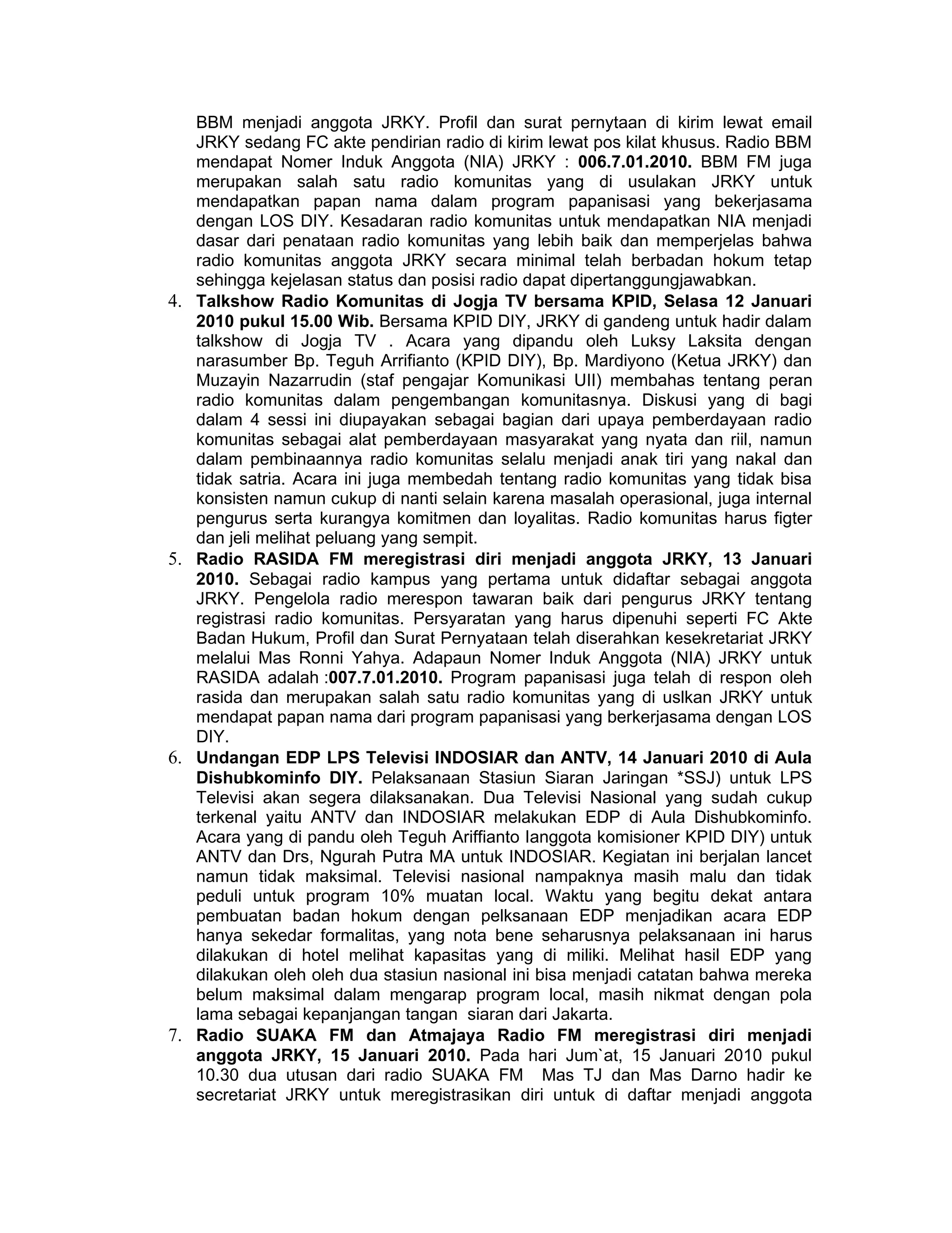 Laporan kegiatan jrky triwulan IV | PDF