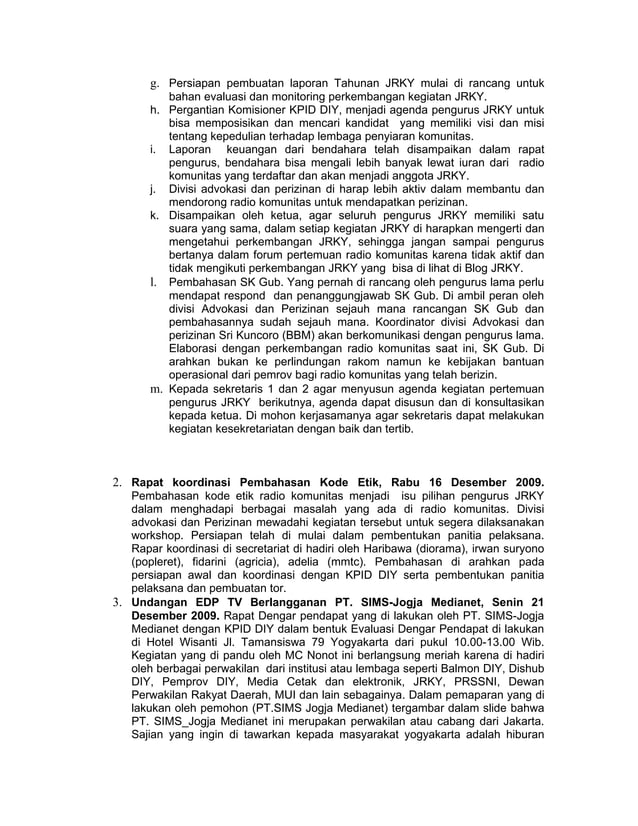 Laporan kegiatan jrky triwulan IV | DOC