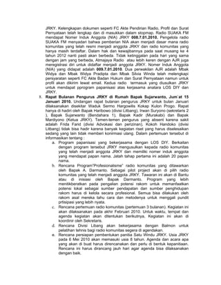 Laporan kegiatan jrky triwulan IV | DOC