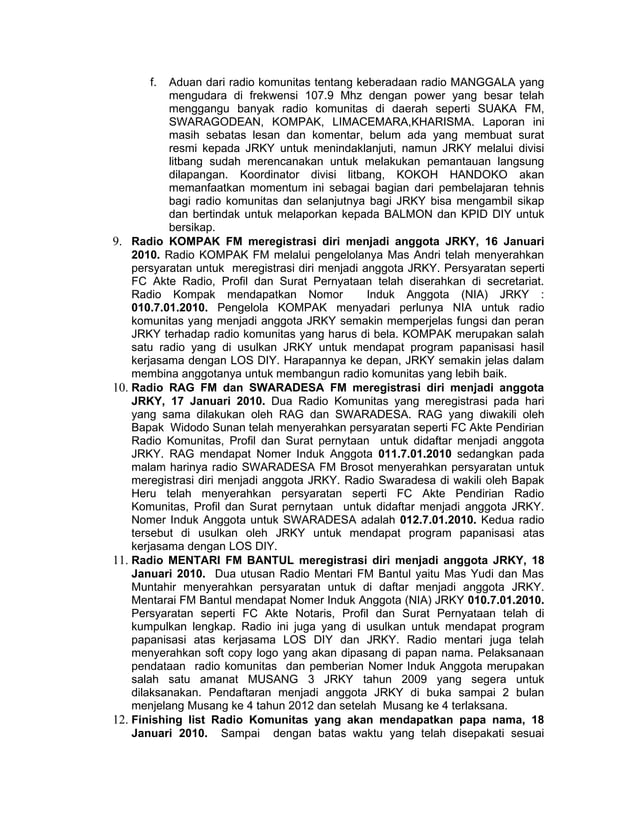 Laporan kegiatan jrky triwulan IV | DOC