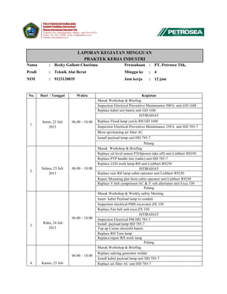 Laporan kegiatan mingguan & form nilai | DOCX