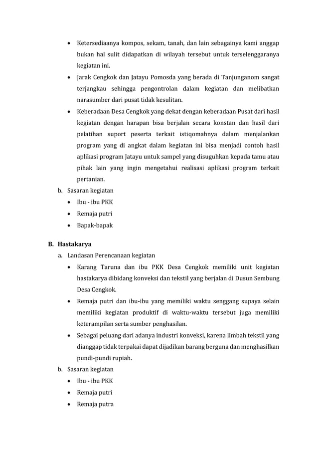 Laporan kegiatan observasi dan usulan rencana kegiatan pemberdayaan ...