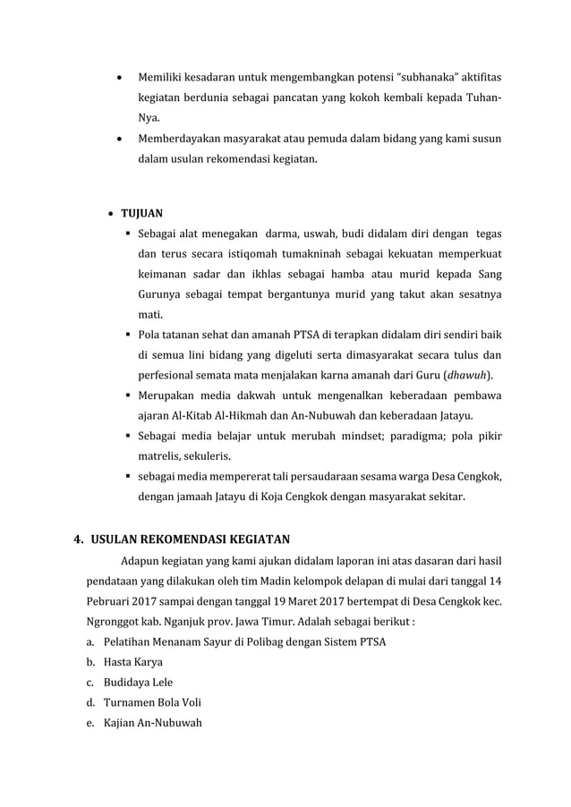 Laporan kegiatan observasi dan usulan rencana kegiatan pemberdayaan ...