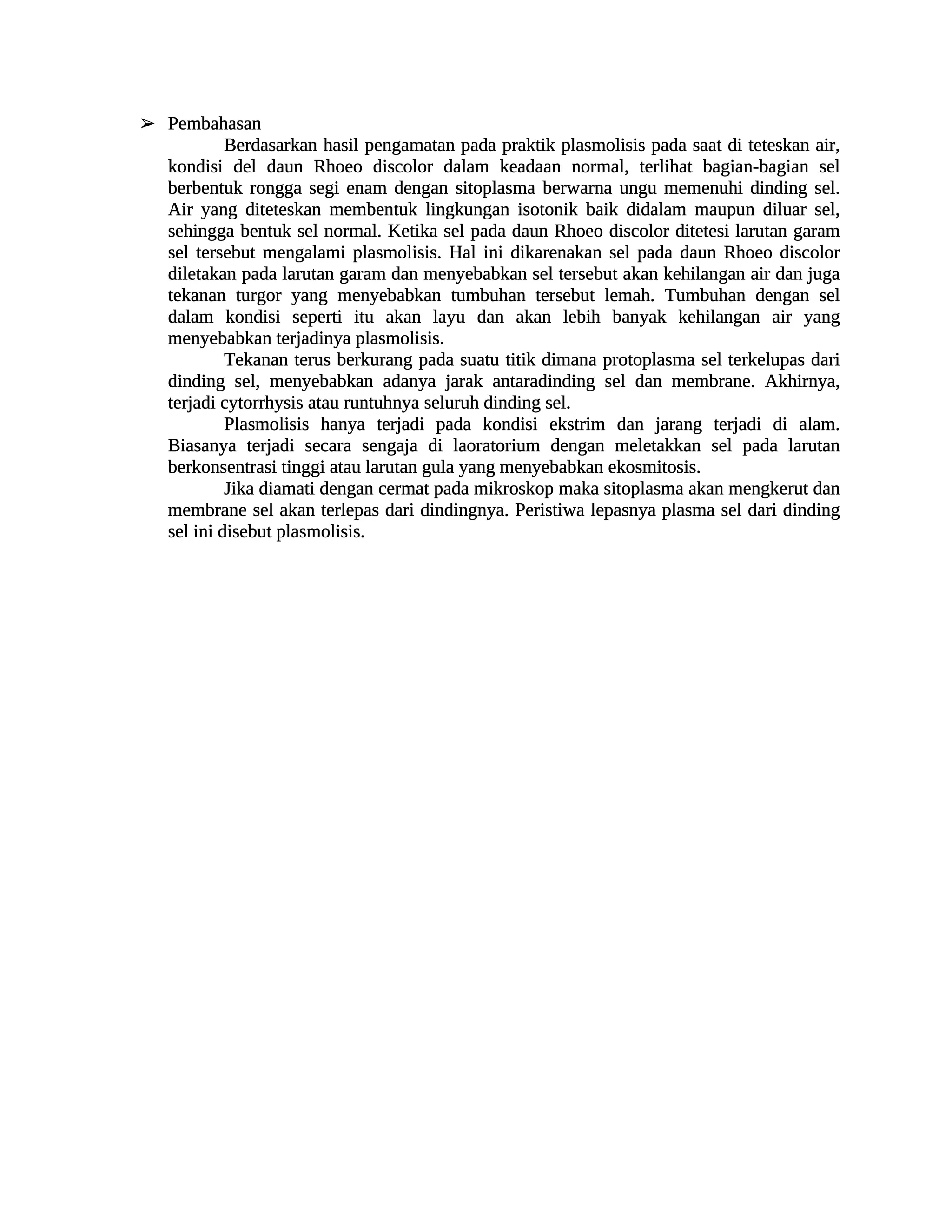 Laporan kegiatan praktikum_plasmolisis | PDF