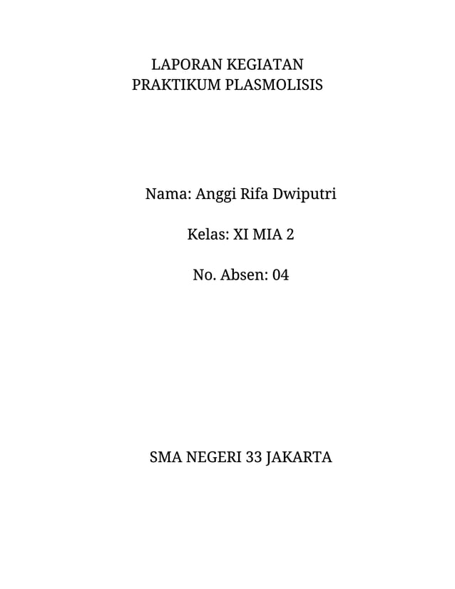 Laporan kegiatan praktikum_plasmolisis | PDF