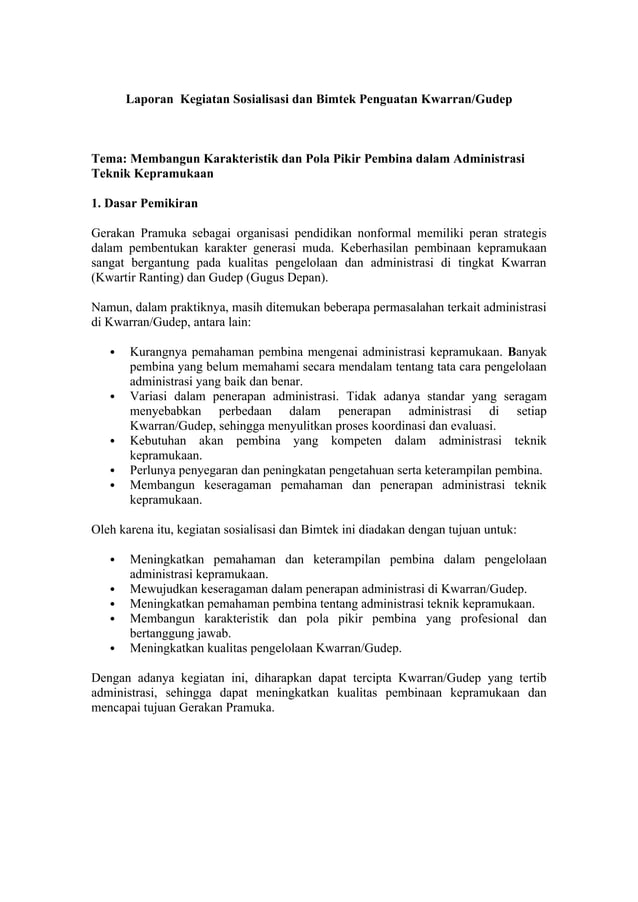 Laporan Kegiatan Sosialisasi dan Bimtek Penguatan Kwarran.docx