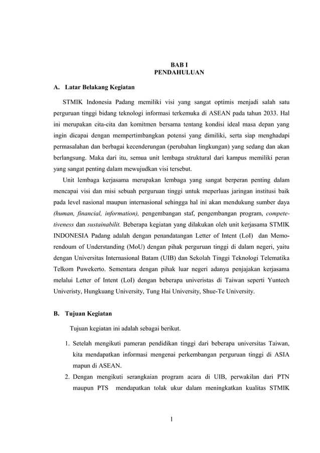 Laporan kegiatan uib batam | PDF