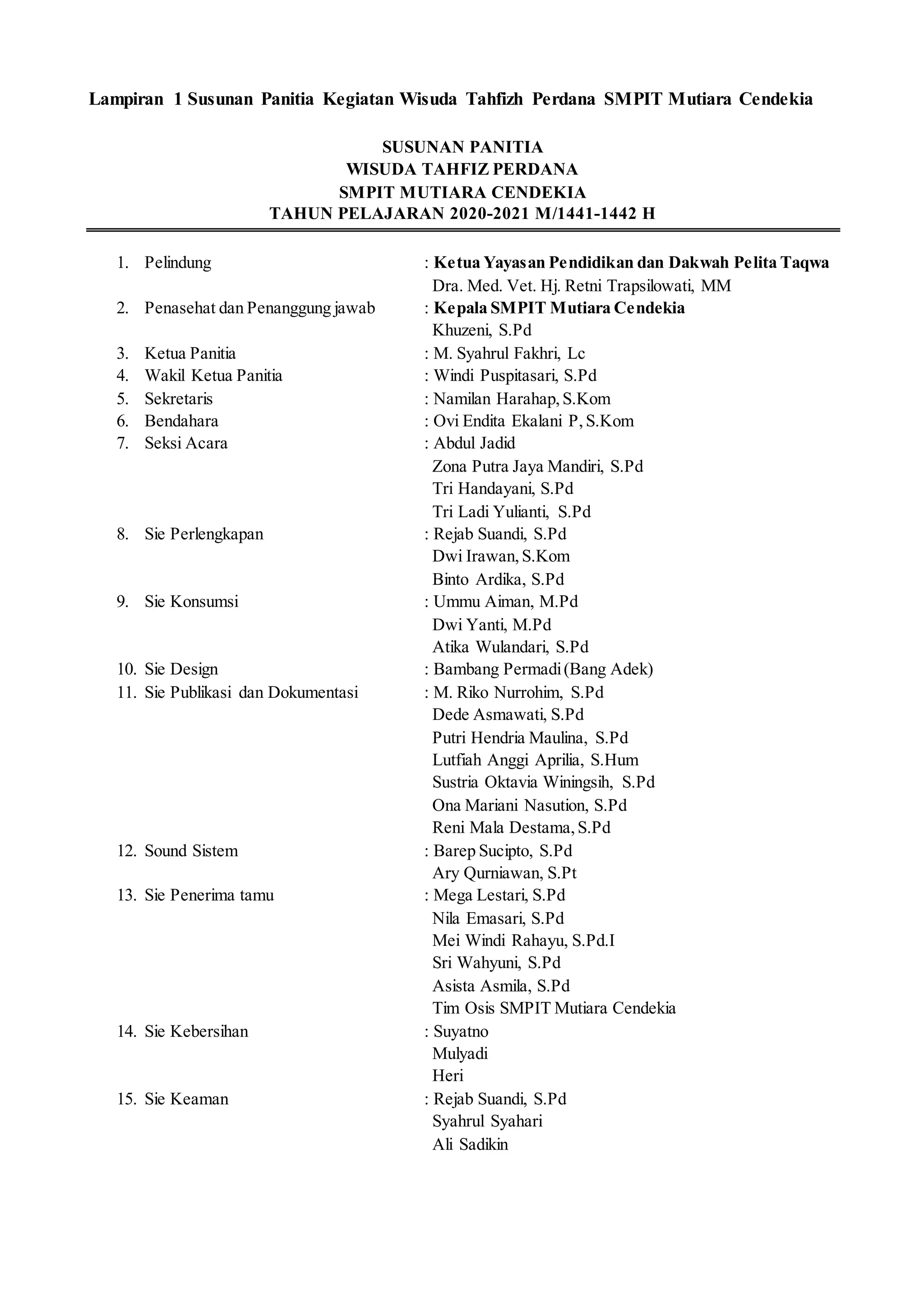 Laporan kegiatan wisuda tahfizd 2020 (autosaved) | DOCX