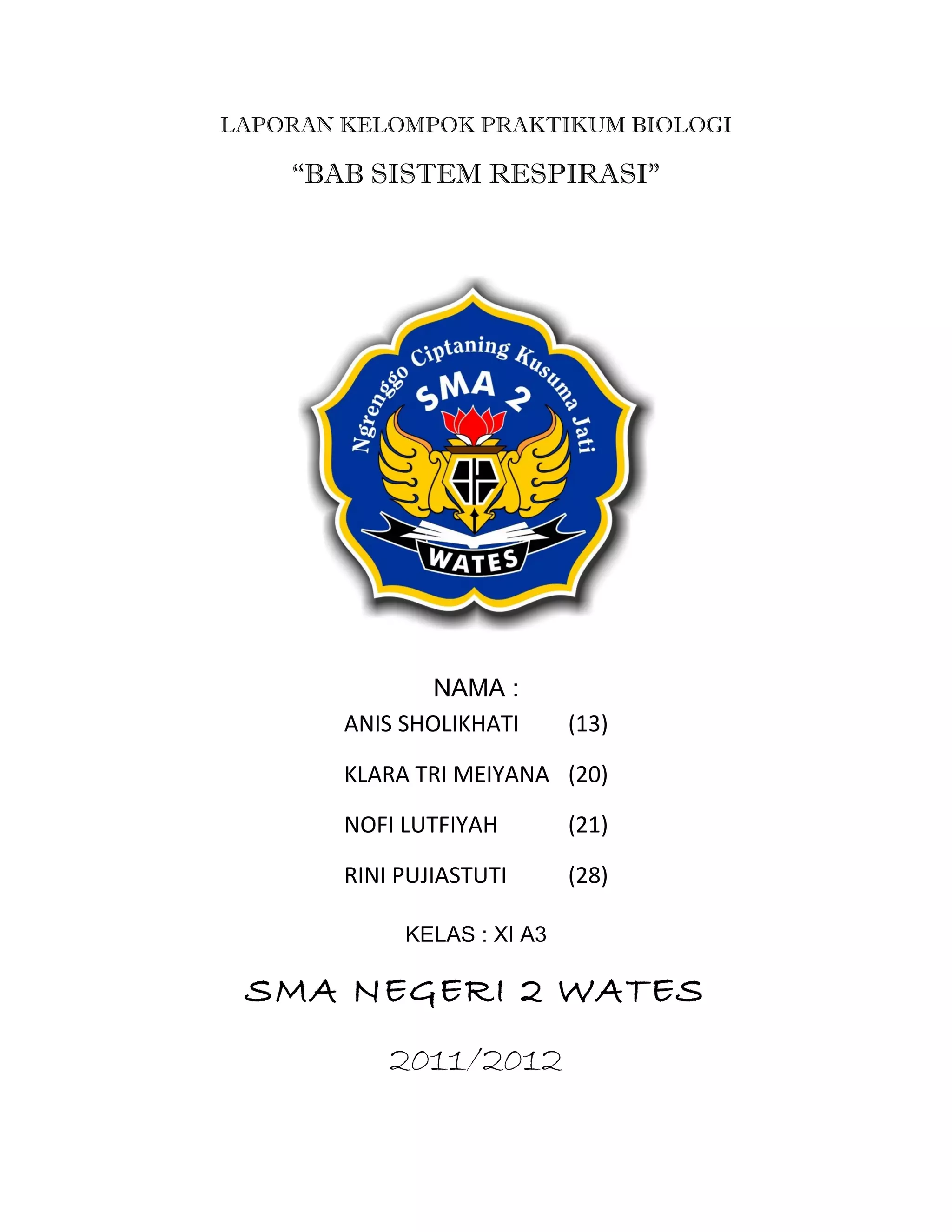 Laporan praktikum biologi sistem respirasi | DOC