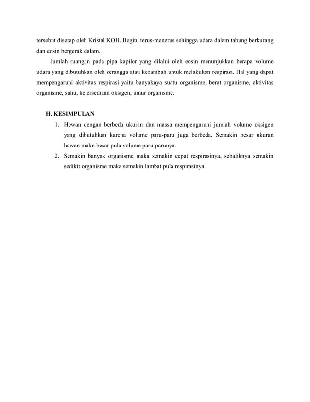 Laporan praktikum biologi sistem respirasi | DOC