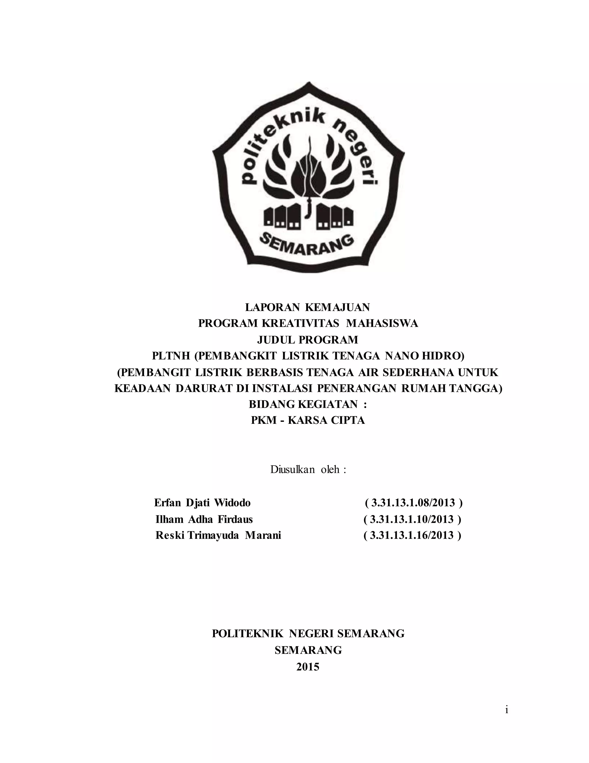 Laporan kemajuan pkmkc | DOCX