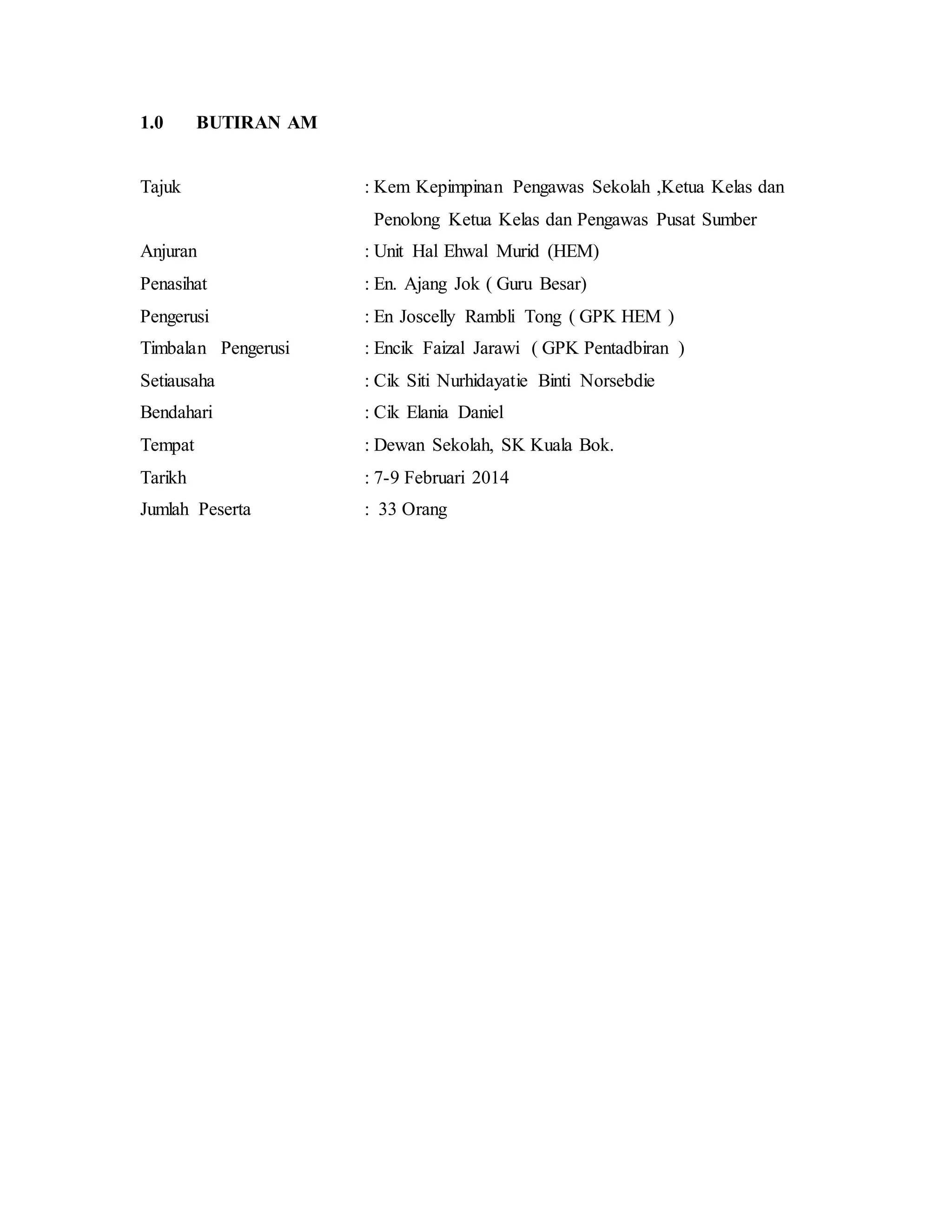 Laporan kem kepimpinan | DOCX