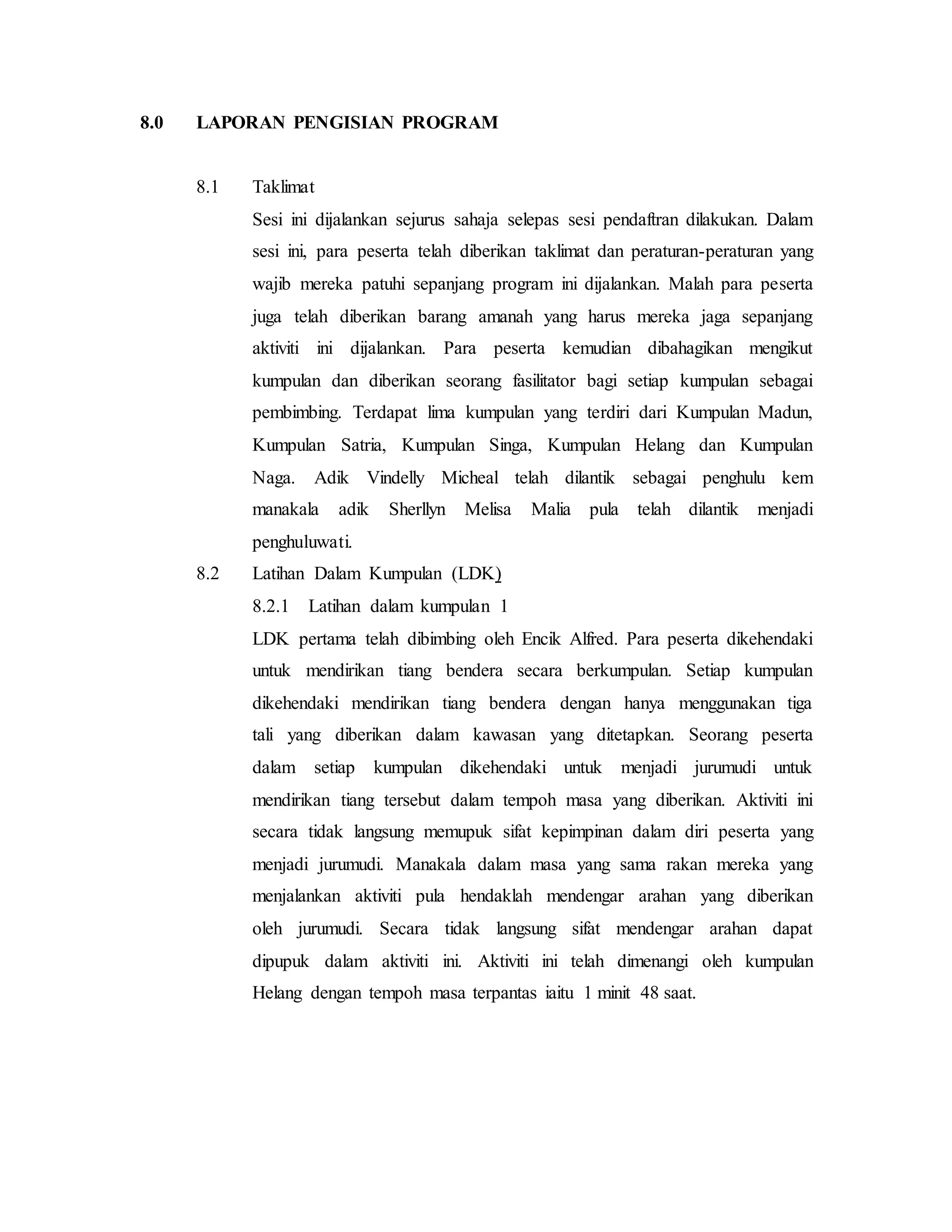 Laporan kem kepimpinan | DOCX