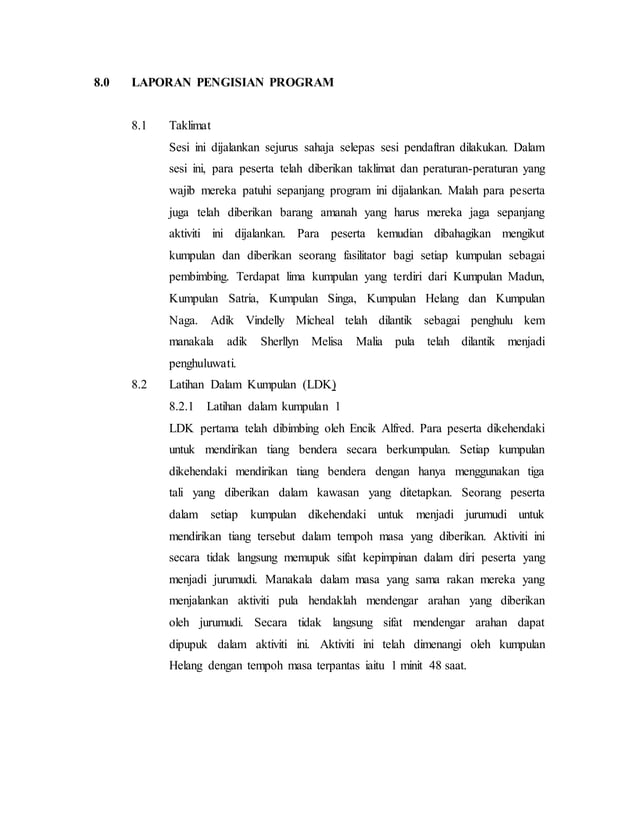 Laporan kem kepimpinan | DOCX